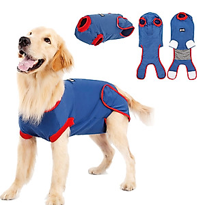 DOGLEMI Recovery Suit for Dogs Soft Breathable Dog Surgery Suit Elastic Cuffs Collar Cotton Lining for Belly Protection - Ideal for Spay Neuter Surgery Recovery Anti-Licking Wound, for Female Male Dog