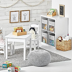 mDesign Fabric Nursery/Playroom Closet Storage Organizer Bin Box, Front Handle/Window for Cube Furniture Shelving Unit, Hold Toys, Clothes, Diapers, Bibs, 4 Pack, Gray/White Polka Dot