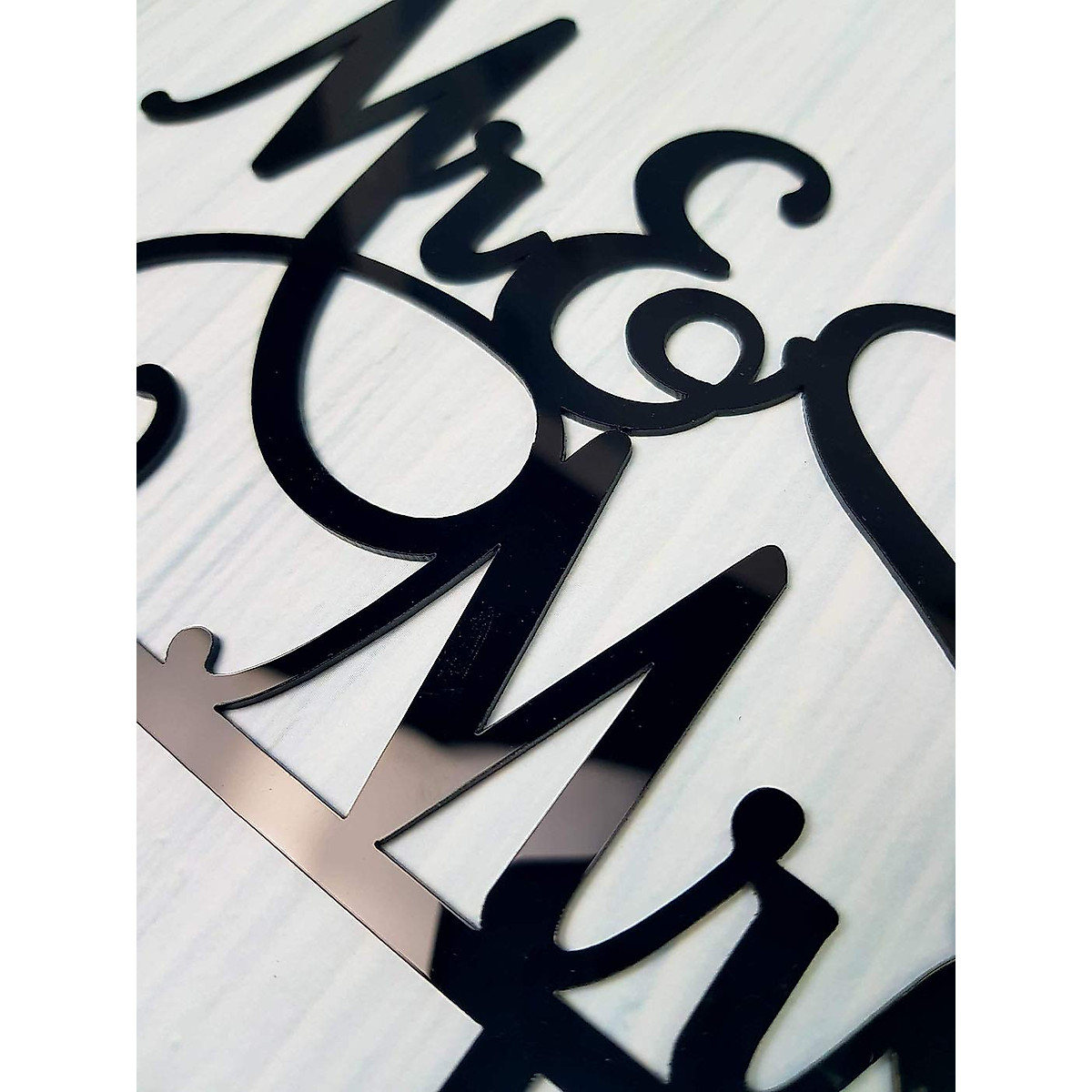 AMINJIE Mr and Mrs Cake Topper, Bride and Groom Sign Wedding/Engagement Cake Toppers Decoration, Black Acrylic