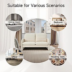 VASOENY 59.05 X 30.7'' Loveseat Sofa, Sherpa Lamb Fabric Love Seat Couch, Comfy 2 Seater Sofa, Upholstered Modern Leisure Loveseat Couches for Bedroom, Office, Living Room and Apartment