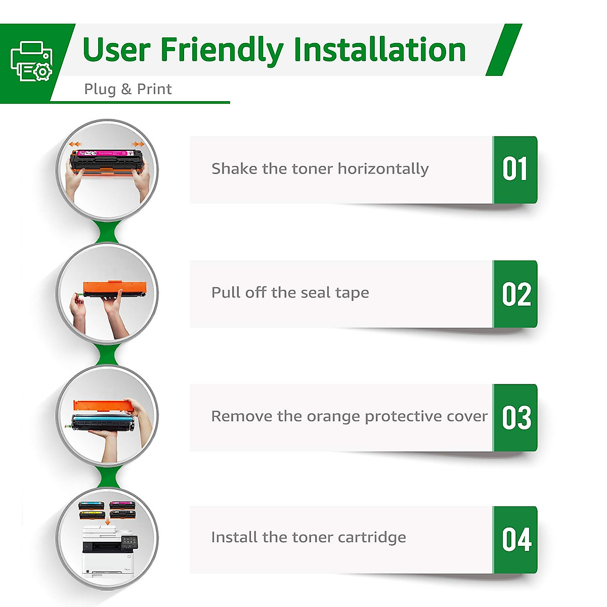 GREENSKY Compatible Toner Cartridge Replacement for HP 128A CE320A CE321A CE322A CE323A for HP Laserjet Pro CM1415fn CM1415fnw CP1525n CP1525nw Printer (Black Cyan Yellow Magenta, 4-Pack)