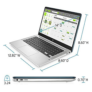 HP Chromebook 14-inch HD Laptop Notebook, Intel Celeron N4000 Intel UHD Graphics 600, 4GB LPDDR4 RAM, 32 GB eMMC Storage, Wifi Bluetooth Dual-Speaker Computer, Google Chrome OS, Forest Teal (Renewed)