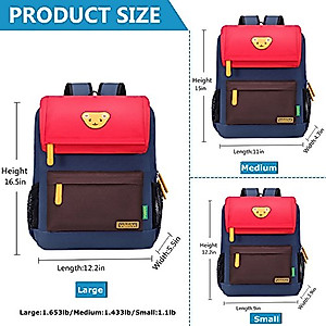 Willikiva Cute Bear Kids School Backpack for Children Elementary School Bags Girls Boys Bookbags (Red/Coffee/Royalblue, Medium)