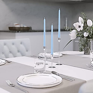 CANDWAX 10 inch Taper Candles Set of 12 - Dripless Taper Candles and Unscented Candlesticks - Perfect as Dinner Candles and Household Candles - Baby Blue Candles