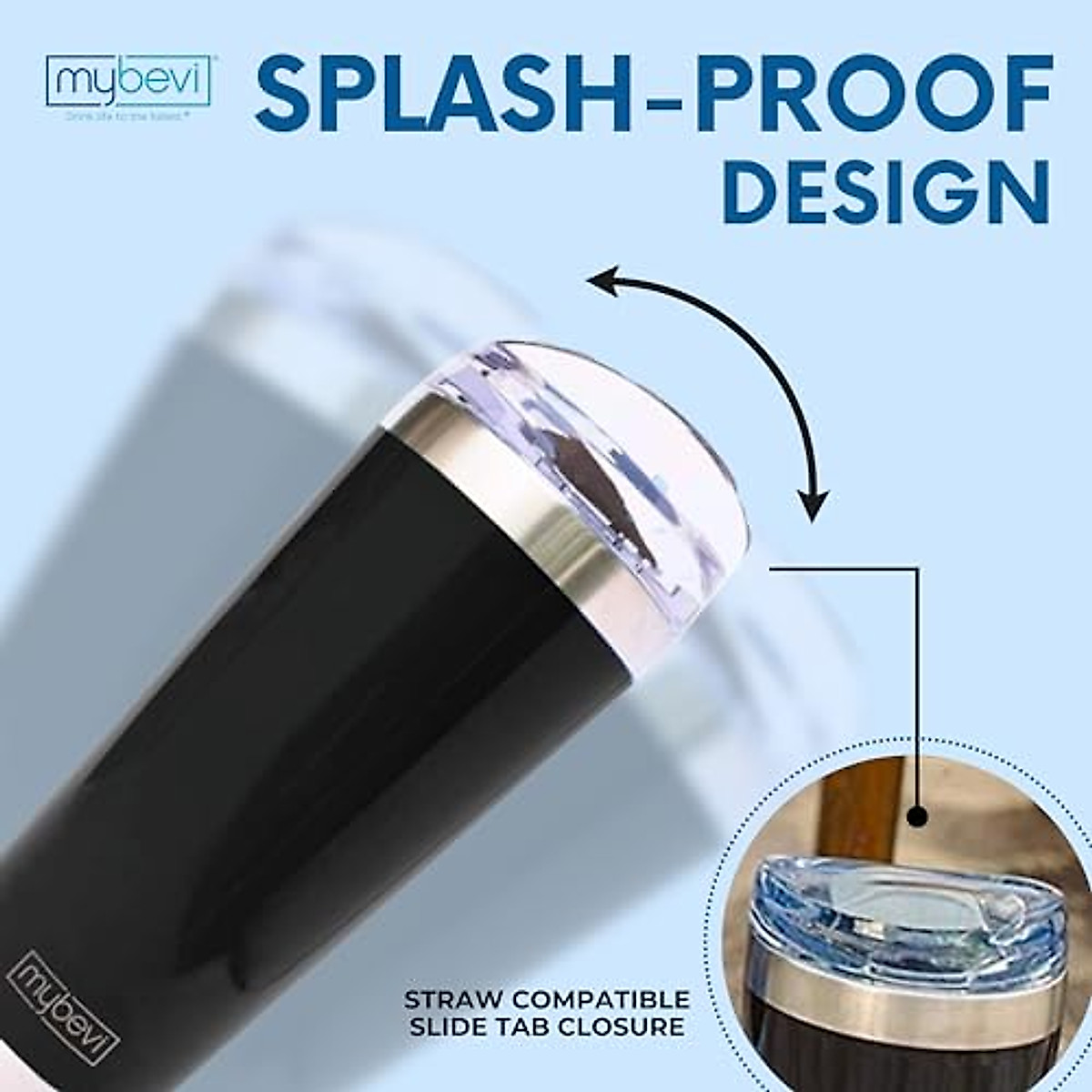 MyBevi Classic Stainless Steel Premium Grade Insulated Travel Tumbler (Black, 26 oz)