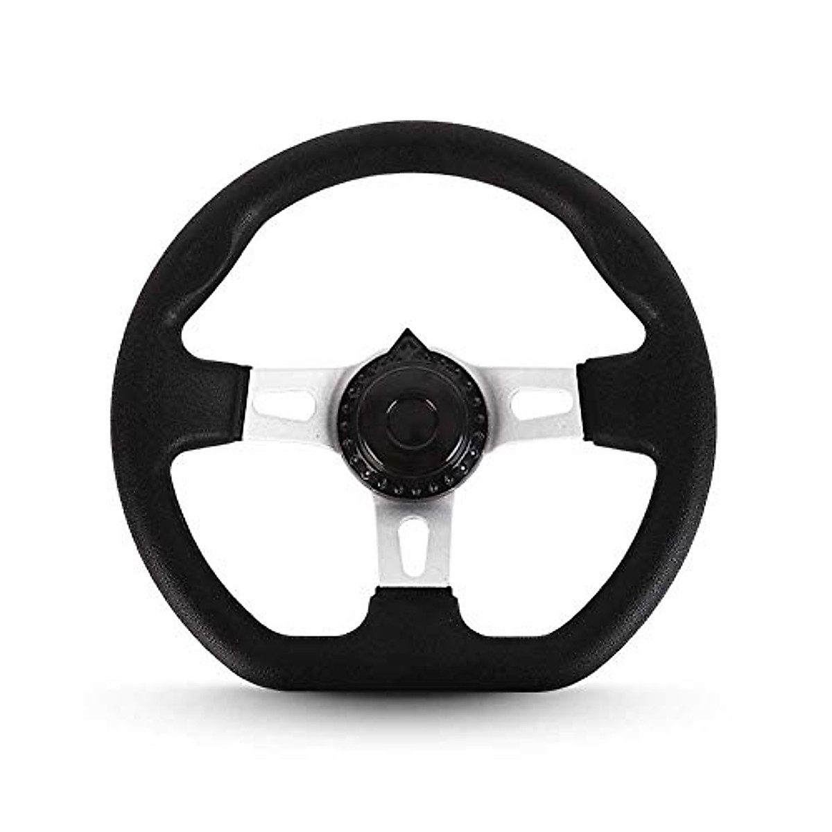 YIHOME Go-Kart Steering Wheel with Cap for Kandi, 270mm Interior Vehicle 3 Spokes for Go Kart Steering Wheel PU Foam with Holes