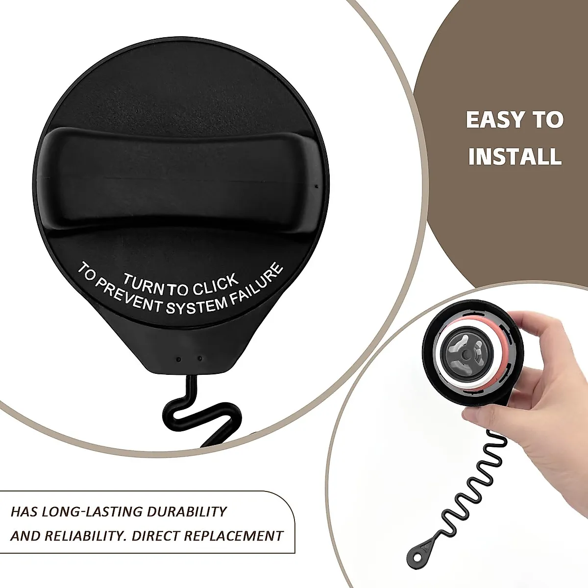 NTNEV Gas Cap Fuel Filler Cap, Gas Cap Compatible with Volvo S60 V60 V70 S80 XC60 XC70 XC90, Replaces OEM Part Number 31392044