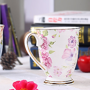 AWHOME Royal Fine Bone China Coffee Mug Assorted colors Tea Cup about 11oz /330ml (1, red)