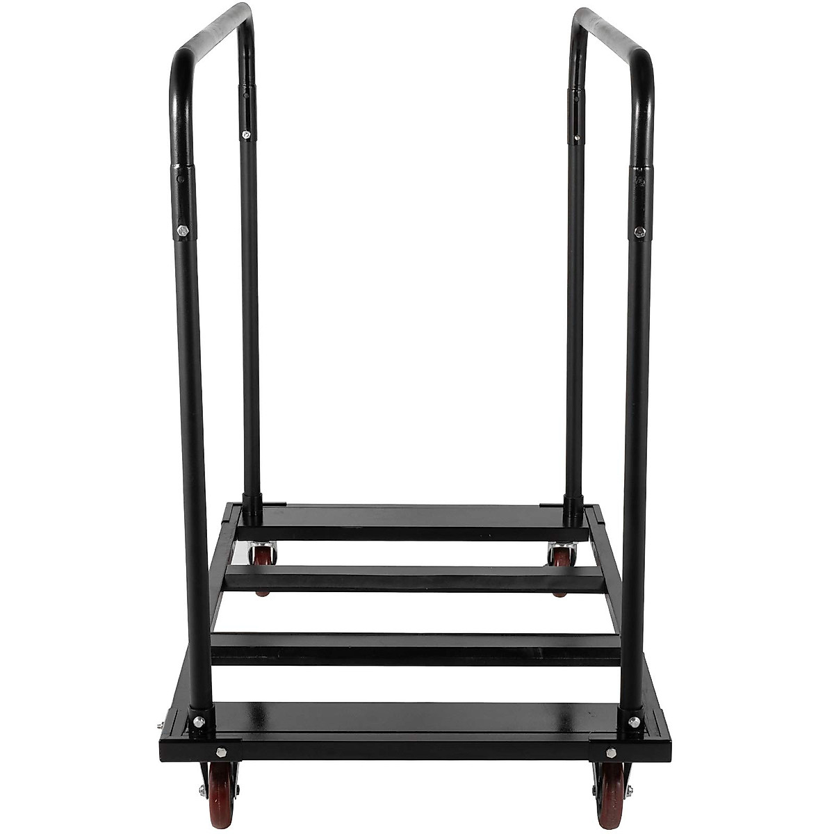 Happybuy Folding Table Cart Black Table Rack for 60" Round Tables Heavy Duty Table Trolley Black Desk Trolley Steel Frame Rolling Casters Party Event Hotel Furniture 10 Table Capacity