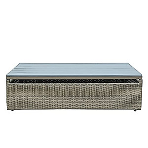 Merax 5-Piece Patio PE Rattan Wicker Sofa with Adustable Backrest,Cushions,Ottomans and Lift Top Coffee Table,Outdoor Furniture Sets,Dark Grey