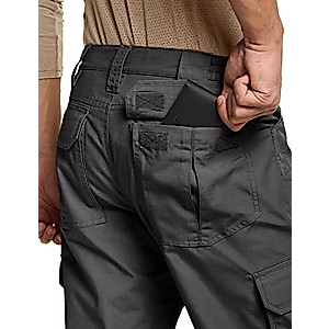 CQR Men's Tactical Pants, Water Resistant Ripstop Cargo Pants, Lightweight EDC Work Hiking Pants, Outdoor Apparel, Duratex Mag Pocket Charcoal, 32W x 30L