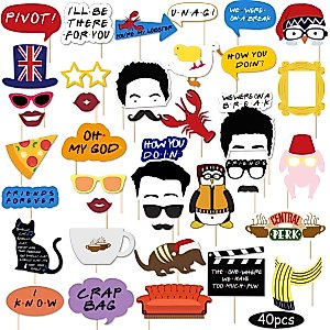 40 Pcs Themed Photo Booth Props TV Show Birthday Party Supplies Graduation Bridal Shower Bachelorette Party Decorations