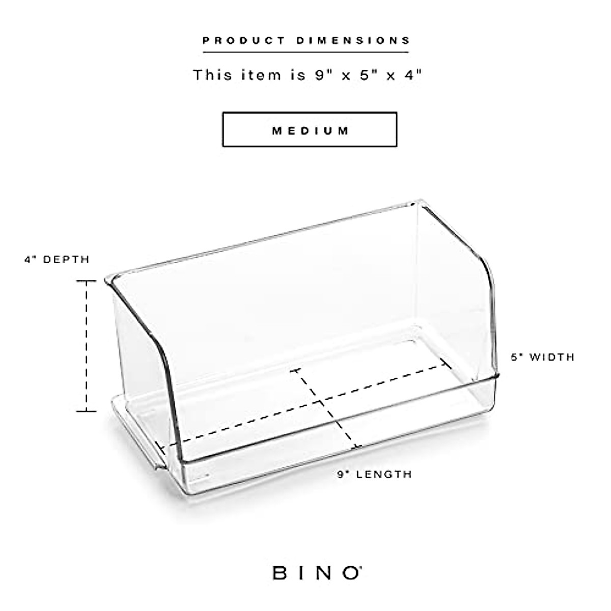 BINO | Stackable Plastic Storage Bins, Medium | THE MYRIAD COLLECTION | Multipurpose Bins | Pantry Organizers And Storage | Home Organization Containers | Clear Plastic Fridge Bin | Freezer Organizer