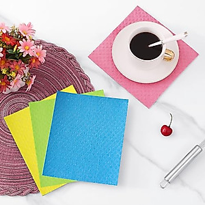 Homaxy Swedish Dishcloths for Kitchen, 6 Pack Reusable and Washable Cellulose Sponge Cloths Dish Towels, Absorbent and No Odor Paper Towels for Dishes ＆ Counters, Assorted