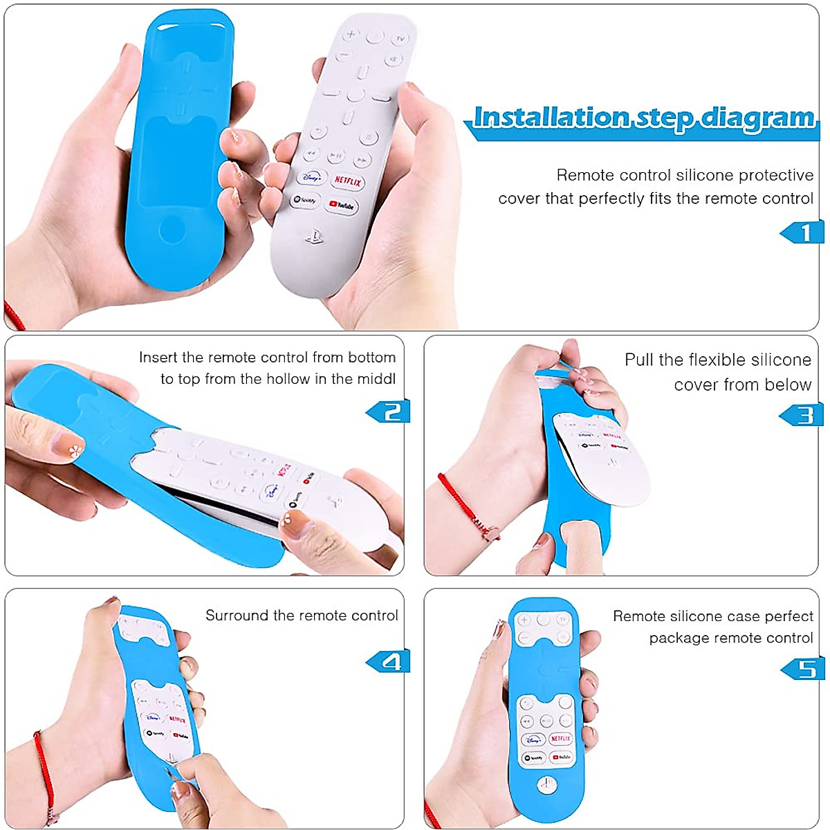 Silicone Protective Case Compatible for Sony PS5 Remote Skin Case, Anti-Drop/Non-Slip Silicone Protective Cover ，Glow in The Dark （Glow Blue + Glow Green +Red）