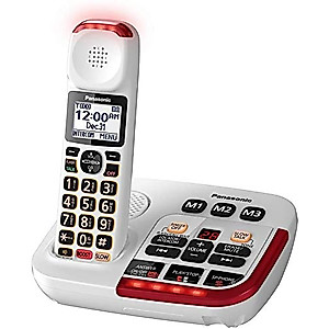 Panasonic KX-TGM420W + (2)KX-TGMA44W Amplified Cordless Phone with Digital Answering Machine Expandable upto 6 Handsets and Voice Volume Booster 40 dB