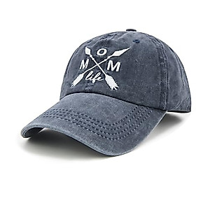 LOKIDVE Women's Mom Life Dad Hat Embroidered Distressed Denim Baseball Cap