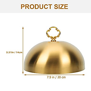 Stainless Steel Food Dome Cover Cheese Melting Dome Steak Dome Cover Cake Butter Dessert Cover Basting Steaming Cover Serving Plate Dish Dome Food Screen for Burgers Sandwiches, 6.29"x7.9"x7.9"