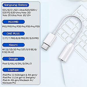 Bojuren USB Type C to 3.5mm Headphone Jack Adapter, 2Pack USB C to Aux Audio Dongle Cable Compatible with Samsung S21 S20 Ultra S20+ Note 20 10 S10 S9 Plus,Pixel 4 3 2 XL,iPad Pro (White & Black)