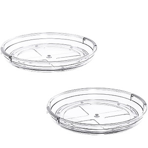 LAMU 2 Pack Lazy Susan Organizer 9.25 inch Turntable for Cabinet, Small Spice Organization for Cabinet, Kitchen, Pantry, Table Top, Fridge, Countertop, Medicine Cabinet Organizer, Clear