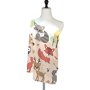 Nursing Cover Breastfeeding Scarf Woodland Forest Animals - Baby Car Seat Covers, Stroller Cover, Carseat Canopy (902h)