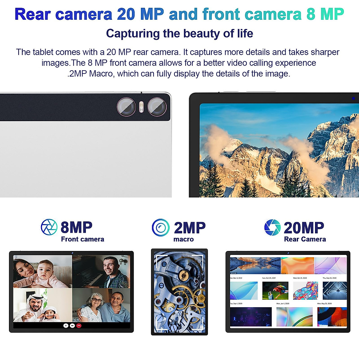 2024 Tablet 11 Inch Android 13 Screen 2K Tablet Octa-Core 2.0 GHz,16GB RAM+256GB ROM+TF 1TB /2000 * 1200 Pixel/8MP+20MP+2MP Macro/10000 mAh/5G WiFi Metal Cover Silver