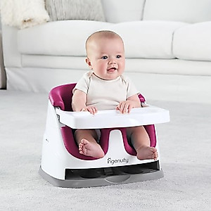 Ingenuity Baby Base 2-in-1 Booster Feeding and Floor Seat with Self-Storing Tray - Pink Flambe