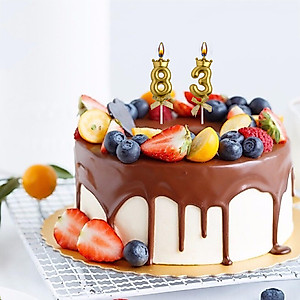 AOOLADA 38th 83rd Birthday Candles, Gold 83 38 Year Old Cake Topper Number Birthday Candles, Birthday Party Decorations Gifts for Women Men