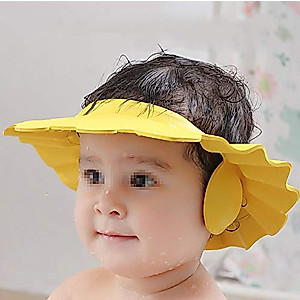 ericotry 3psc Soft Adjustable Baby Kids Bathing Shower Cap Wash Hair Shield Direct Visor Cap(Color Random)