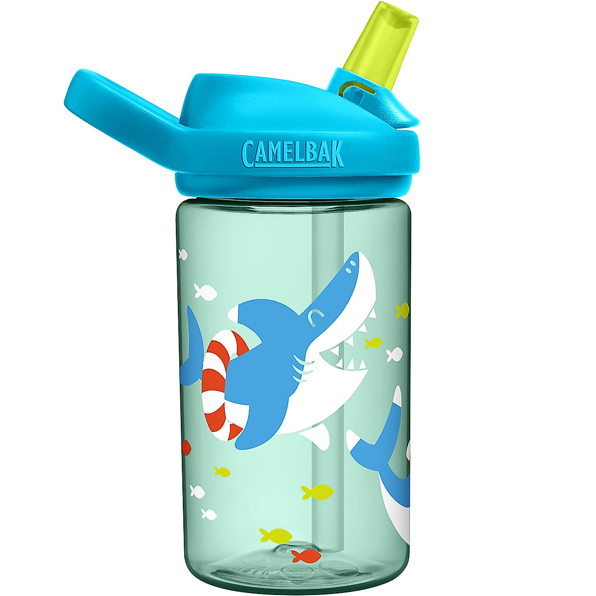 CamelBak eddy+ 14oz Kids Water Bottle with Tritan Renew – Straw Top, Leak-Proof When Closed, Summer Sharks