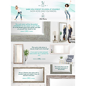 Naomi Home Farmhouse Full-Length Mirror with Wood Frame – Rustic 66"x32" Large Floor Mirror, Elegant Full Body Standing or Wall Mirror, Rustic Wood Mirror Full Length for Bedroom, Warm Grey Finish