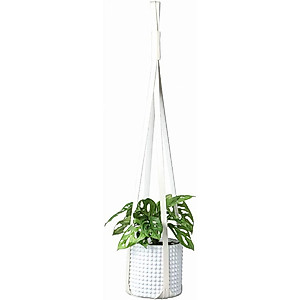 Leather Hanging Planters Holders Plant Hanger,Hanging Baskets Leather Hanging Flower Pot Basket for Home Decor Cactus Succulents Flower Basket White