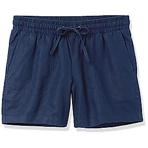 Amazon Essentials Women's 5" Inseam Drawstring Linen Blend Short (Available in Plus Size), Dark Blue, Medium