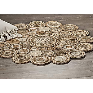 LR Home Natural Jute Area Rug, 4' Round, Bleach Gray
