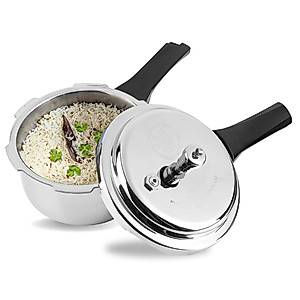 Vinod Platinum Triply Stainless Steel Outer Lid Pressure Cooker 1.5 Litre/Gasket Release System/Induction and Gas Base Cooker/ISI Certified- Silver