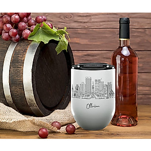 Ottawa Ontario Gifts and Souvenirs - 12 Oz Insulated Wine Tumbler with Lid - Ottawa College Graduation Gifts - Unique Drinkware - Canada Long Distance Gifts for Her & Homesick Student Gifts