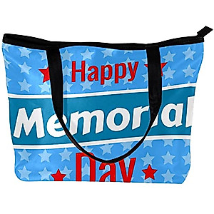 Women's Large Size Canvas Shoulder Bag Hobo Crossbody Handbag Casual Tote, Happy Memorial Day
