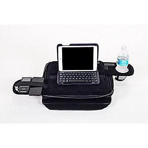 Portable Laptop Lap Desk & Sleeve in One | TaboLap Computer Sleeve Convertible to a Non-Slip LapDesk w/a Bottle Cup Holder & 2 Retractable Trays to Left/Right | 13 Inches | Black Neoprene
