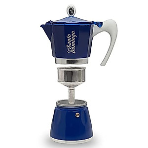 Café Santo Domingo LA BANDERA COLLECTION Stovetop Moka Pot, 6 Cup, Dominican Coffee Maker, Espresso Maker (Blue)