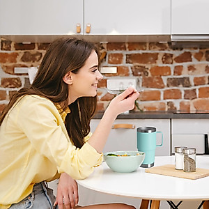 HASLE OUTFITTERS 20oz Tumbler with Lid, Stainless Steel Tumbler with Handle, Metal Insulated Travel Coffee Mug with Handle, Double Wall Vacuum Spill Proof Tumbler Cup, Mint Green 1 Pack