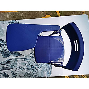 Yosogo Folding Chair with Writing Board (Blue Color) - Ergonomic Compact Portable Plastic Foldable Chair with Side Table, Book Net and Breathable Backrest for Student and Office