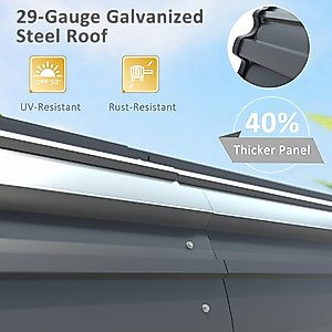 MUPATER 10 x 15 FT Metal Carport, Outdoor Heavy Duty, Garage Car Shelter Shade with Metal Roof, Frame and Bolts for Car, Truck and Boats, Grey