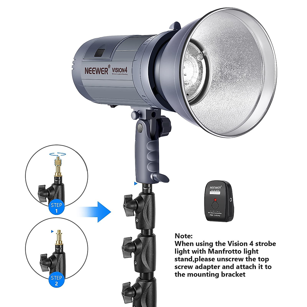 Neewer Vision 4 300W Li-ion Battery Powered Outdoor Studio Flash Strobe (1000 Full Power Flashes with 2.4G System, Trigger Included), Bowens Mount for Video Location Photography