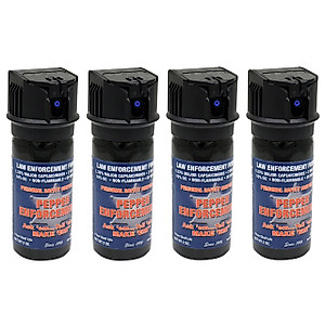 Pepper Enforcement PE510M-FT Splatter Stream Pepper Spray - Maximum Strength 10% OC Formula - Emergency Self Defense Personal Protection & Safety (4-Pack Stream Pepper Spray)