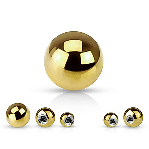 10 Pc 16G Titanium Threaded Replacement Ball for Eyebrow Ear Cartilage Piercing 3mm - Gold