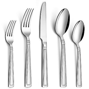 LIANYU 30-Piece Elegant Silverware Set, Stainless Steel Flatware Cutlery Set for 6, Fancy Eating Utensils Tableware Include Forks Knives Spoons for Home Restaurant Party Wedding, Dishwasher Safe