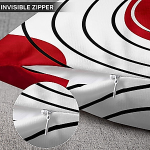 Emvency Boho Set of 4 Throw Pillow Covers Mid Century Bohemian Red Black Abstract Geometric Decorative Pillow Cases Home Decor Standard Square 18x18 Inches Pillowcases