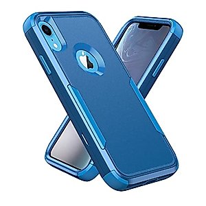 Lfurxzek for iPhone XR Case Heavy-Duty Tough Rugged Lightweight Slim Shockproof Protective Full Body Protection Shockproof Silicone Case for iPhone XR 6.1 Inch Blue