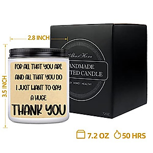AharHora Vanilla Scented Candles for Mom, Thank You Candle Gifts for Women, Warm Gift for Thanksgiving Day Mother's Day Appreciation Gift, Funny Gift Candle for Women Men Family Mom Friend Coworkers
