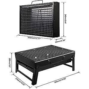 Electric Grill Indoor Barbecue Grill Outdoor, Portable Folding Charcoal Barbecue Grill Basket Tabletop Outdoor Stainless Steel Smoker BBQ for Picnic Garden Terrace Camping Travel
